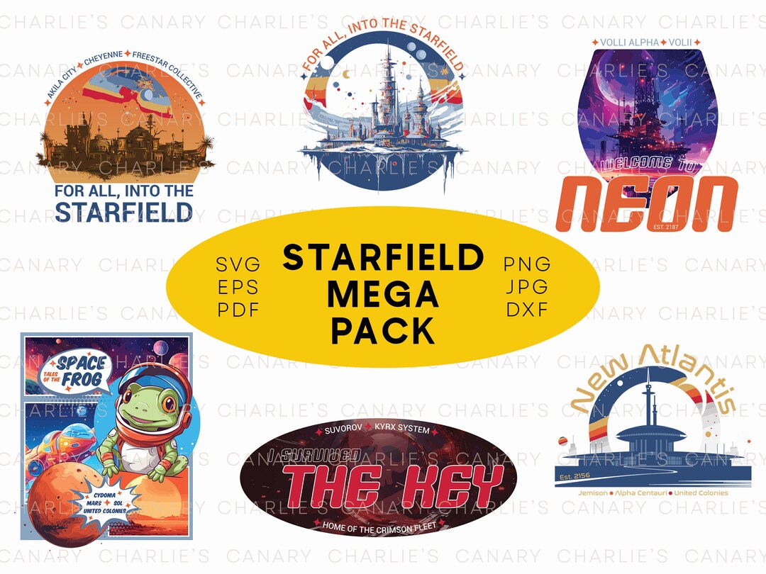 Mega Pack Starfield SVG, PNG Starfield Video Game, Commercial Use for Print on Demand, Starfield ...