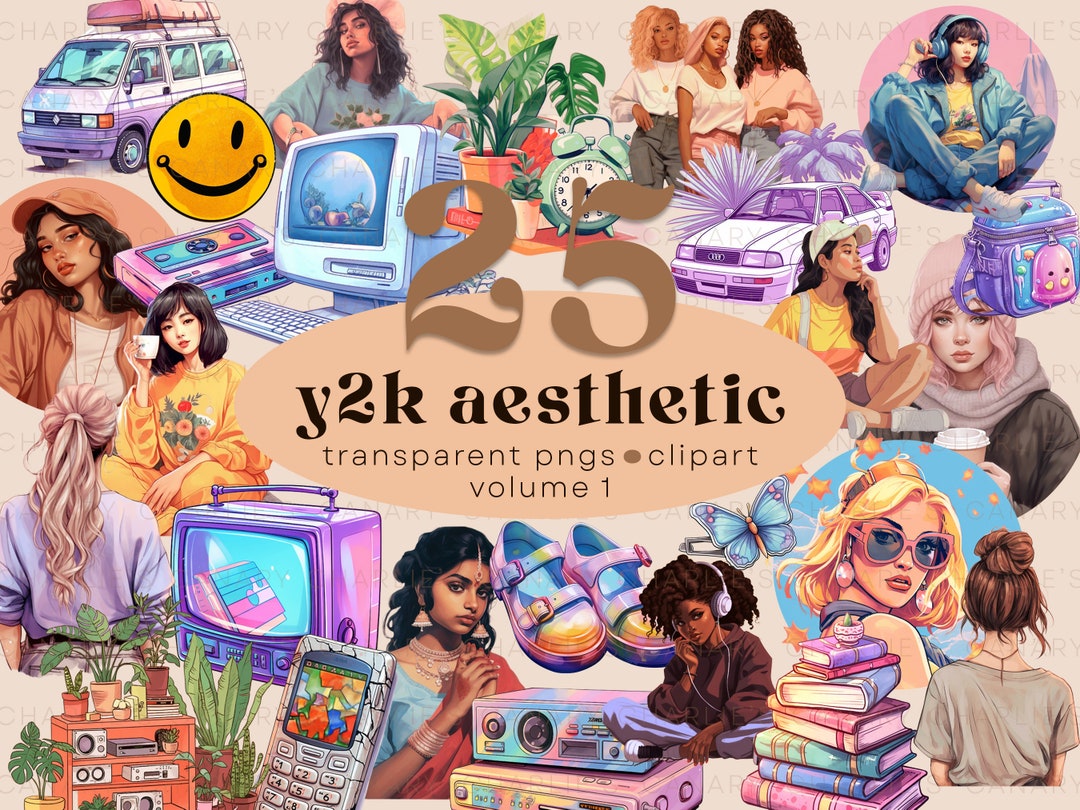 Y2k Aesthetic Clip Art, 2000s Clipart, Vintage Y2k Decor, Transparent ...