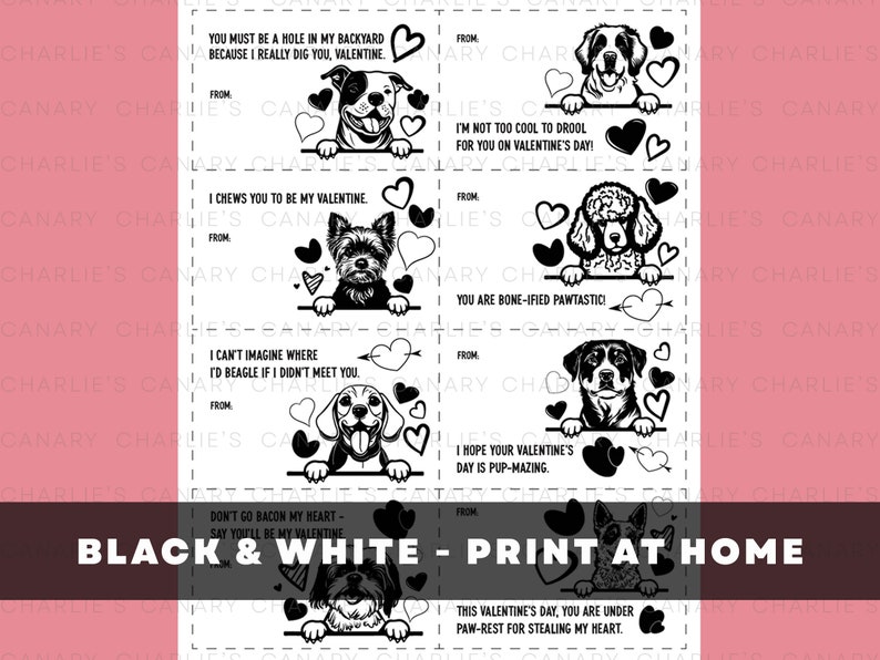 Dog Puns Class Classroom Valentine, Valentine Cards for Kids Classroom ...