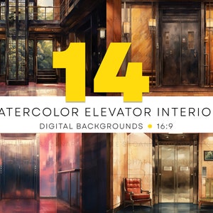 Watercolor Elevators Virtual Background, Zoom Background, Streamer ...