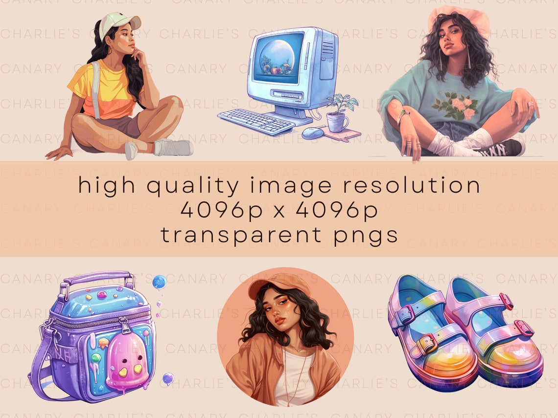 Y2k Aesthetic Clip Art, 2000s Clipart, Vintage Y2k Decor, Transparent ...