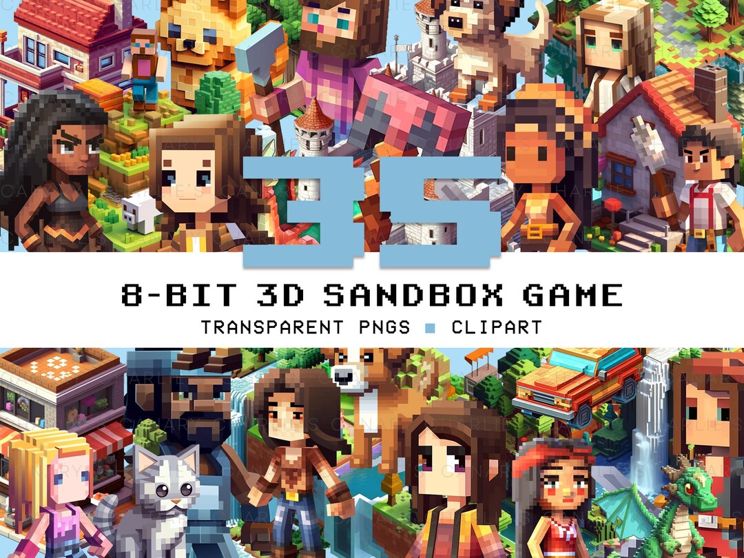 8bit 3D Sandbox Game Clip Art, Transparent Pngs for Commercial Use ...