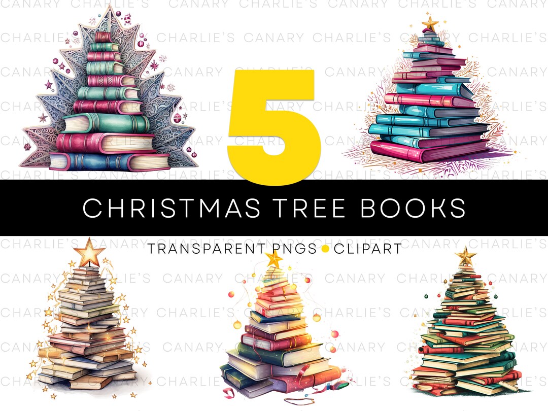 Book Christmas Trees Clip Art Mini Pack Christmas Clip Art - Etsy