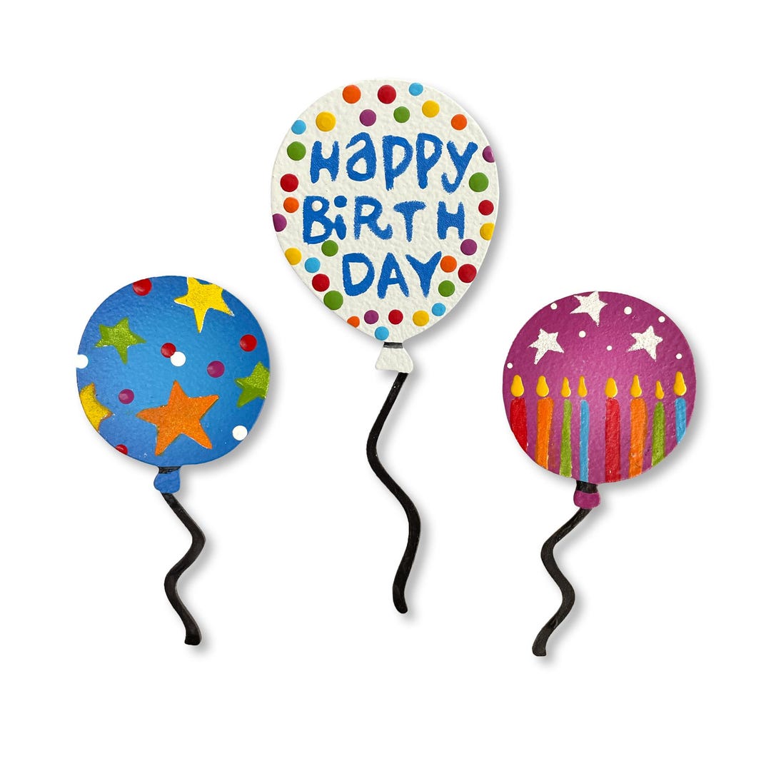 Happy Birthday Balloon Magnets S/3 - Etsy