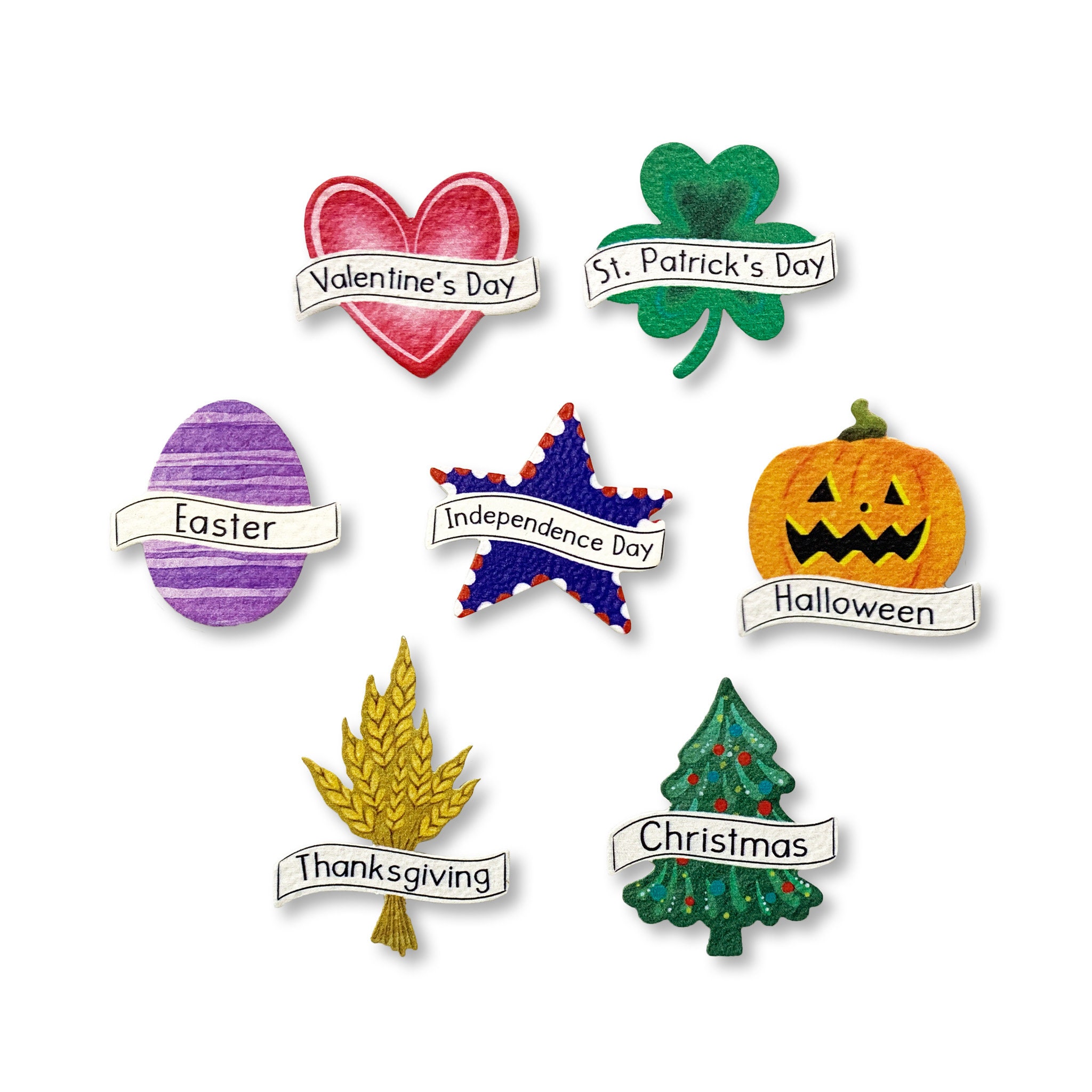 Holiday Calendar Magnets Set of 7 Seasonal Holidays, Calendar ...