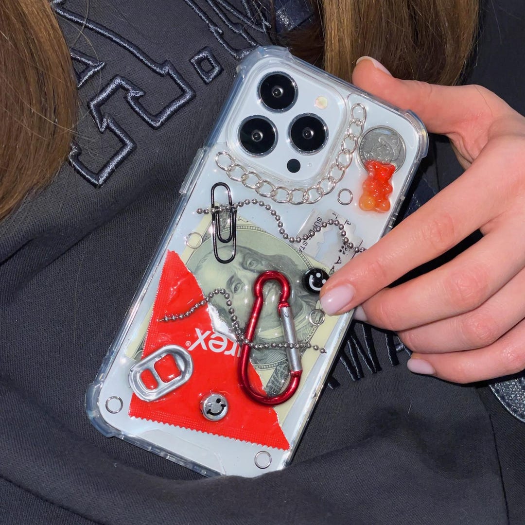 Resin Aesthetic Phone Case, Decoden Phone Case for iPhone 16 15 14 13 ...