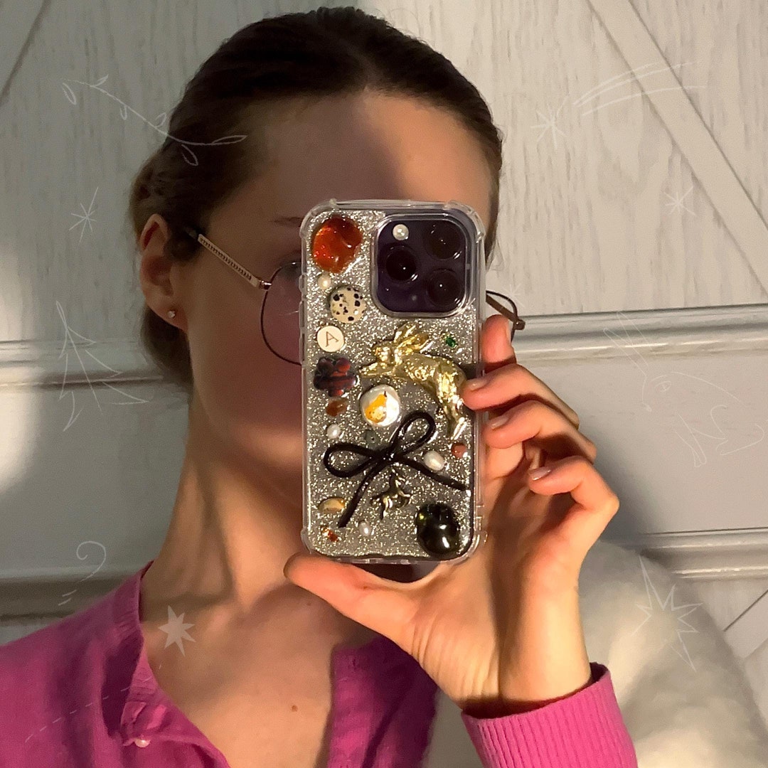 Resin Aesthetic Monogram Phone Case, Initial Custom iPhone Case for iPhone 17 16 15 14 13 12 11 ...