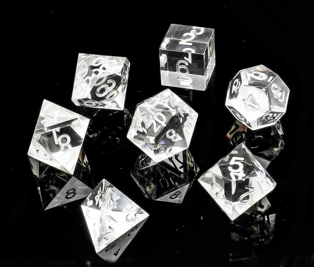 Ice Knife - Dragon Dice Set - Dnd Polyhedral Sharp Edge Resin Dragon ...