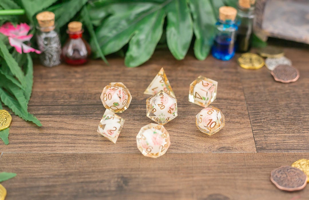 Pearl Blossom D&D TTRPG Polyhedral Dice Set Porcelain Dnd Dice - Etsy