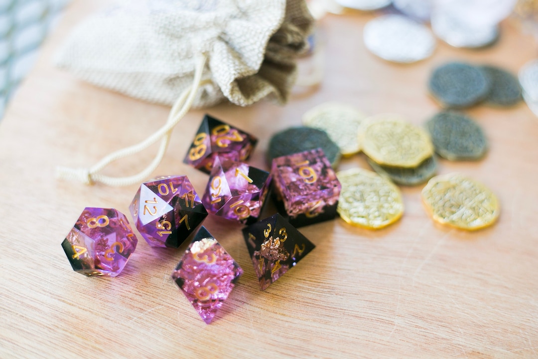 Night Blossom - Dnd Polyhedral Dice Set - TTRPG Dice Gem Like Sharp ...