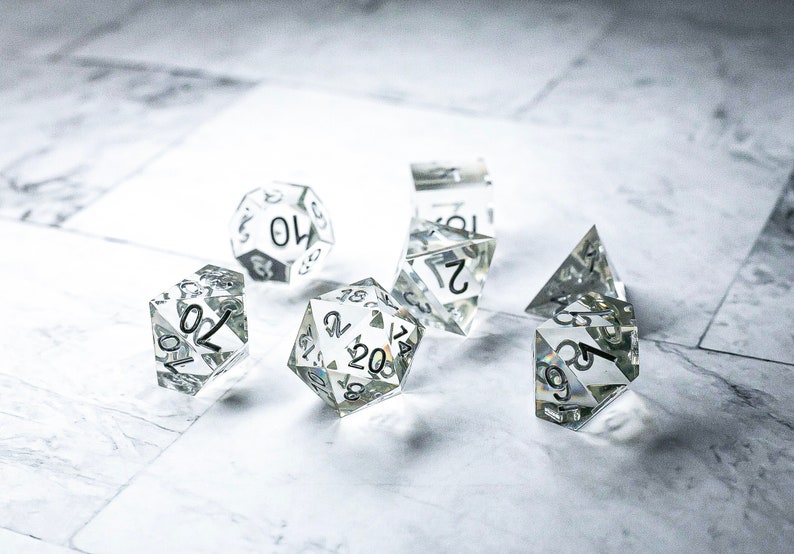 Ice Knife Dragon Dice Set Dnd Polyhedral Sharp Edge Resin Dragon Dice ...