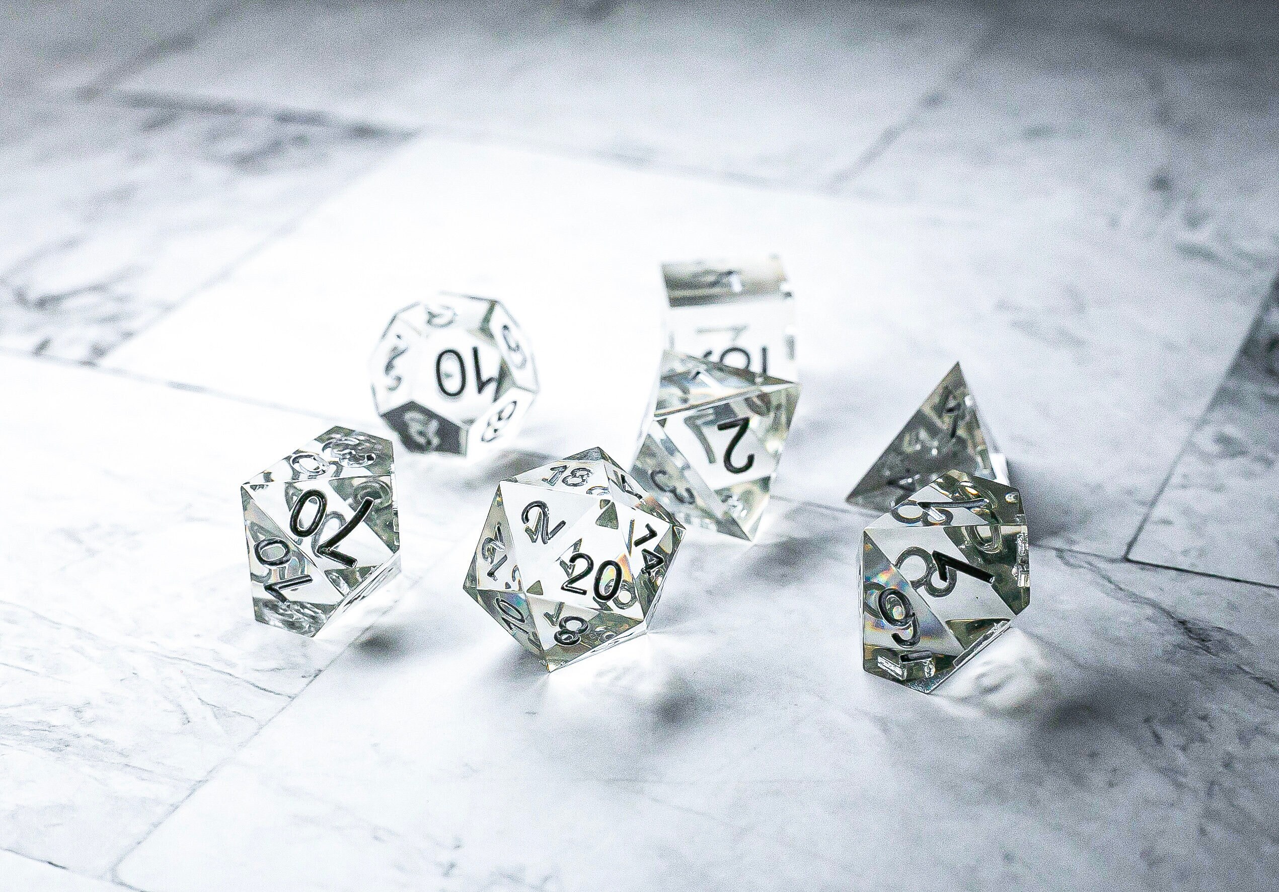 Ice Knife Dragon Dice Set Dnd Polyhedral Sharp Edge Resin Dragon Dice ...