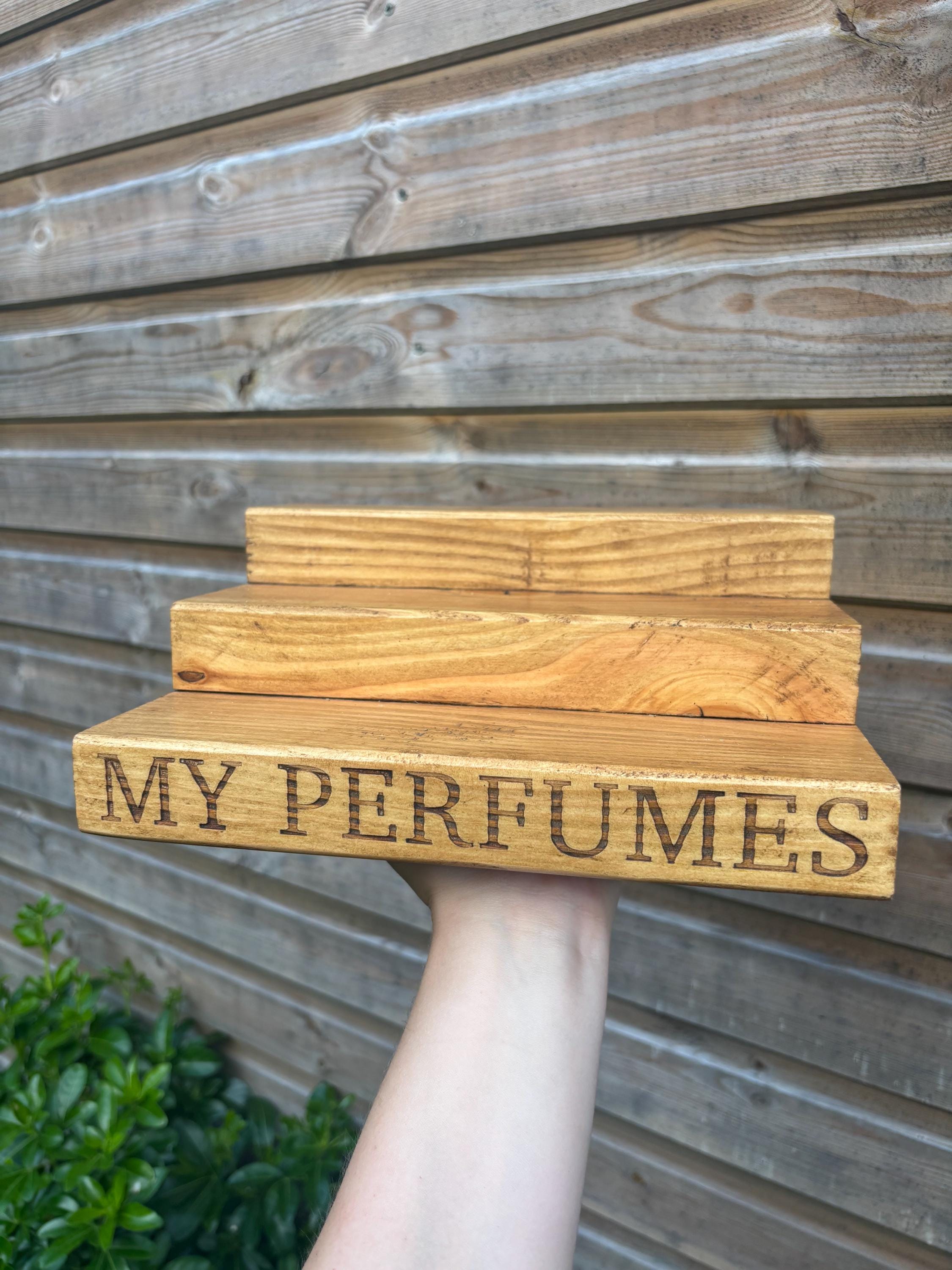 Personalised Engraved Wooden Perfume Fragrance Stand Dressing Table ...
