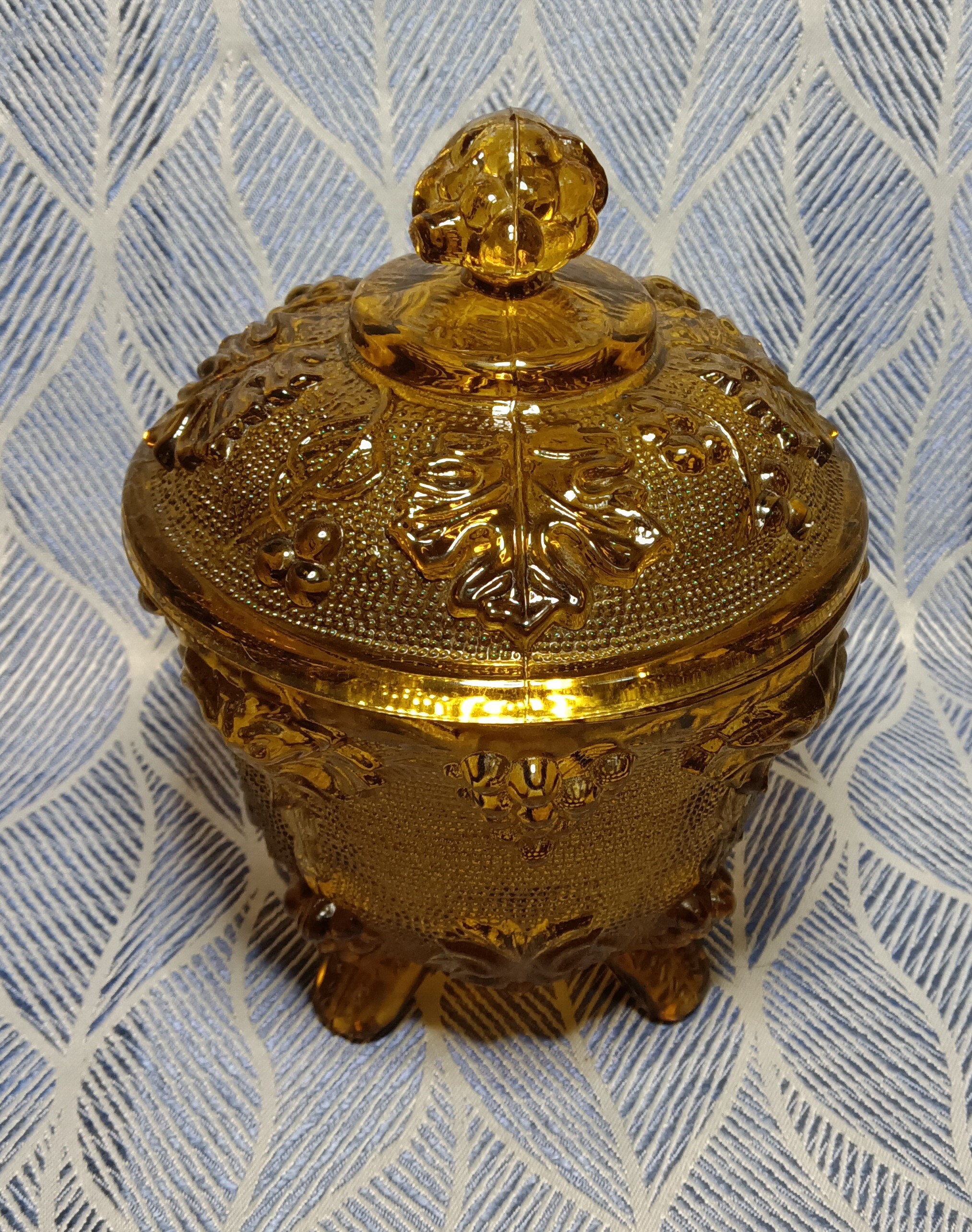 Vintage Jeanette Amberina Glass Lidded Trinket Dish - Etsy