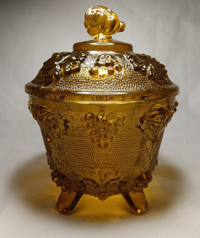 Vintage Jeanette Amberina Glass Lidded Trinket Dish - Etsy