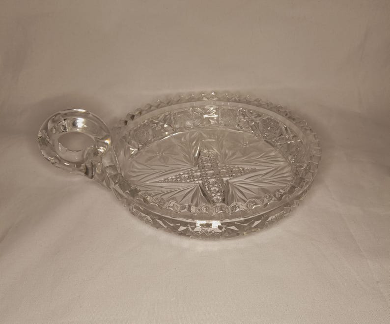 Vintage Manganese Cut Glass Dish With Finger Loop - Etsy