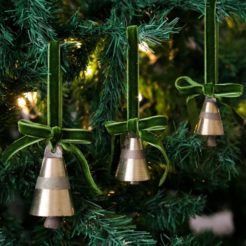 Velvet Elegance: Enchanting 3 Piece Bell Set Ornaments for a Timeless ...