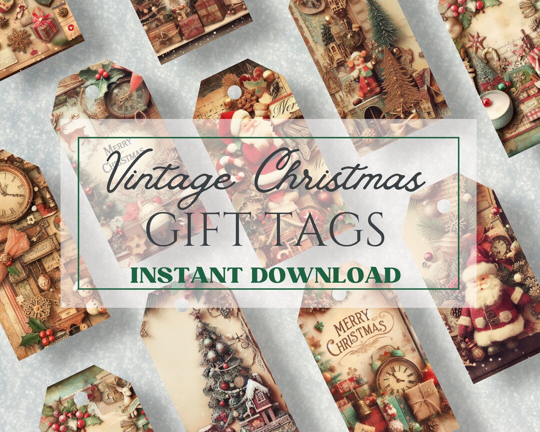 Vintage Christmas Scenes Printable Gift Tags High Quality Digital ...