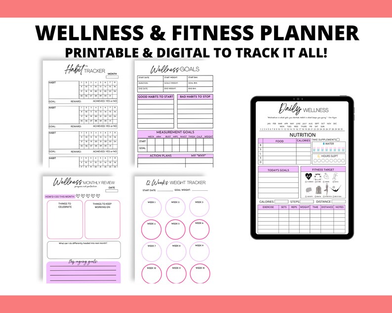 Fitness & Wellness Planner 12 Week Health Tracker for Women - Etsy