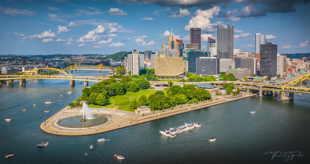 Pittsburgh Point State Park, Fort Duquesne, and Downtown Photographed ...