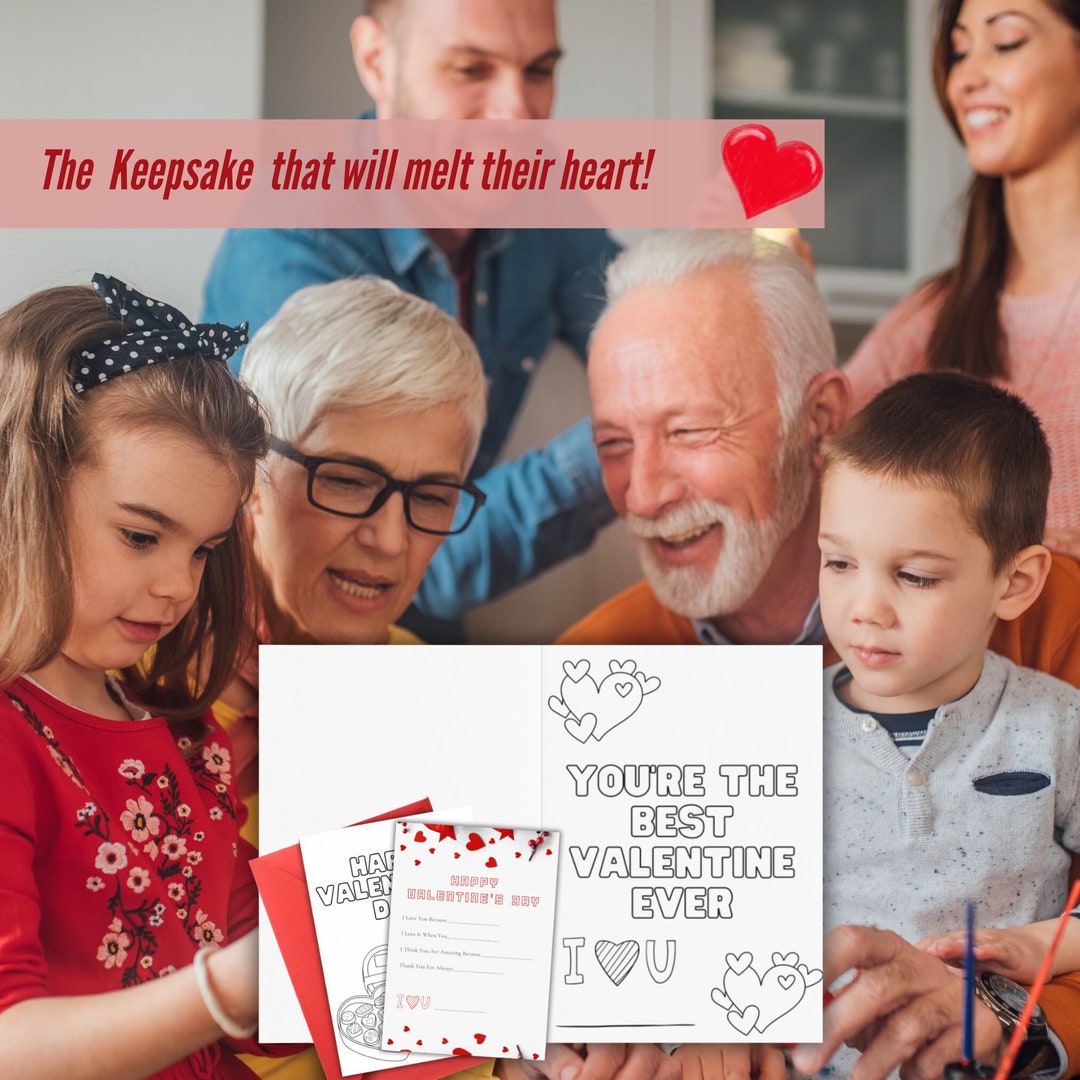 Kids' Valentine's Day Card Coloring Activity Funny Fill in the Blank ...