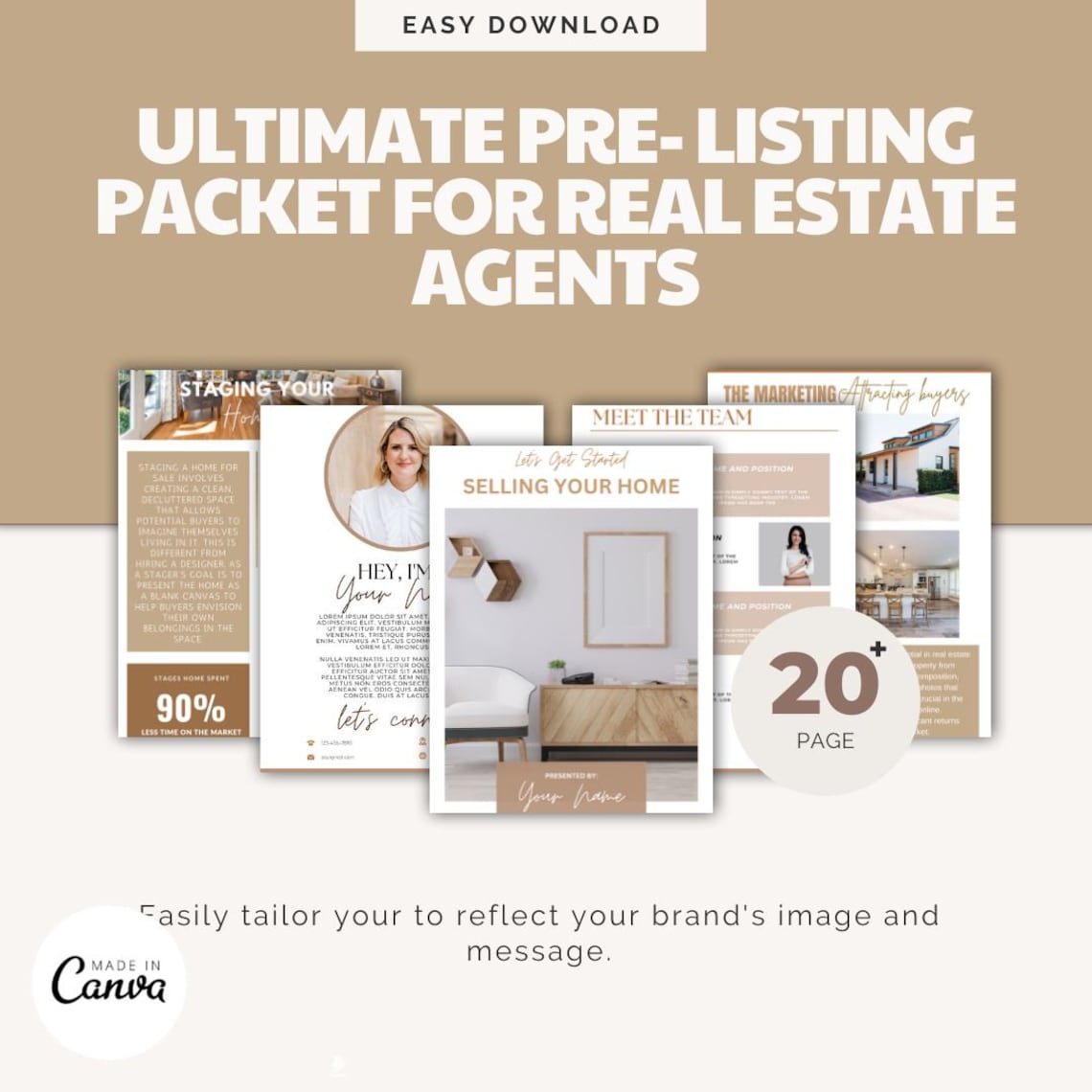 22 -page Pre Listing Packet Template! | Real Estate | Editable in Canva ...