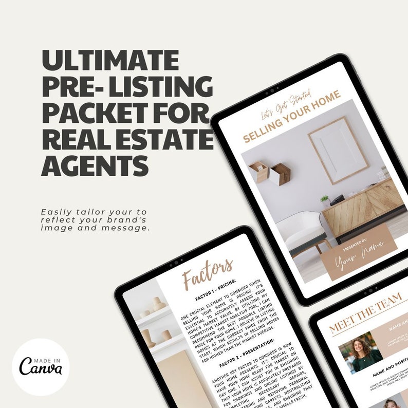 22 -page Pre Listing Packet Template! | Real Estate | Editable in Canva ...