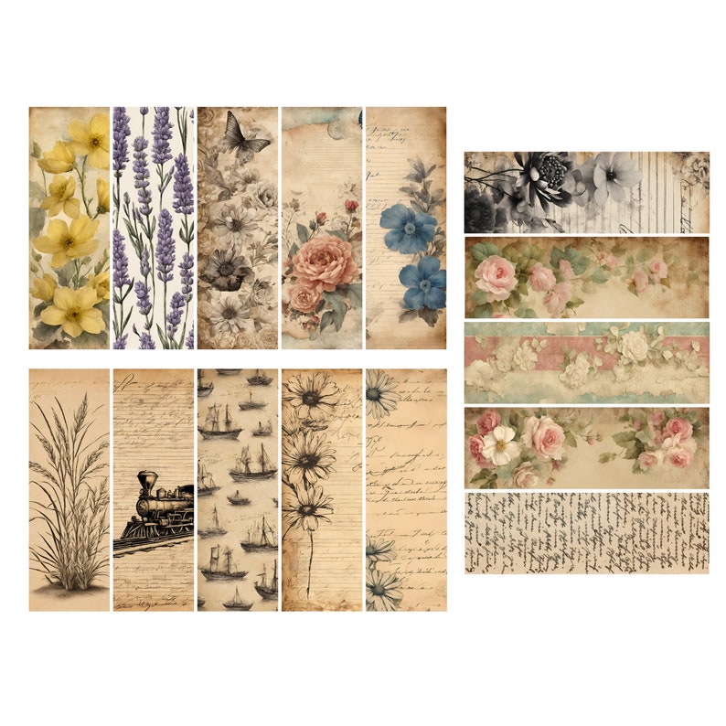 Vintage Printable Bookmarks, Bookmark Bundle, Assorted Vintage Designs ...