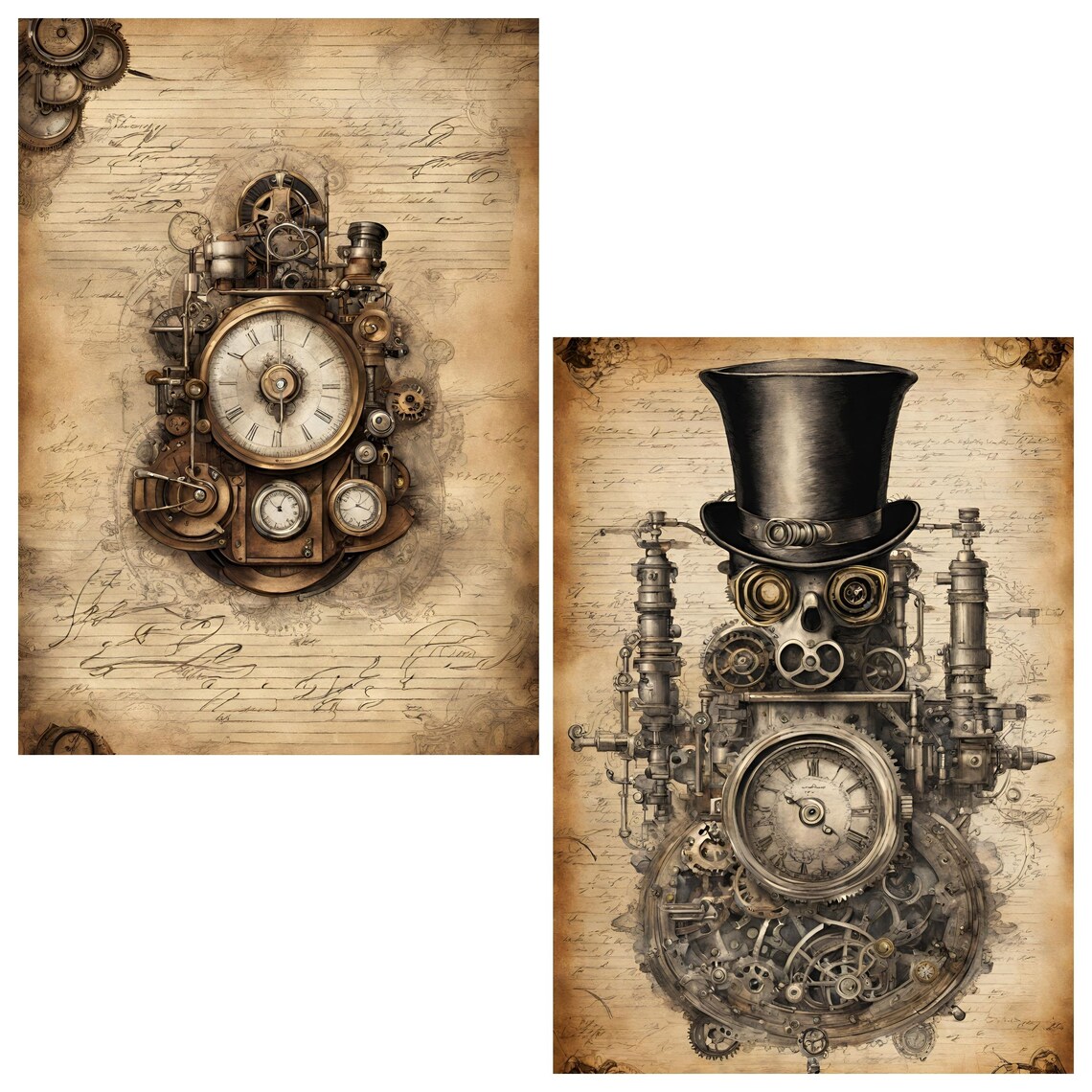 Steampunk Printable Pages, Industrial Paper Pack, Victorian Scrapbook ...