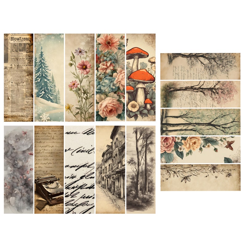 Vintage Printable Bookmarks, Bookmark Bundle, Assorted Vintage Designs ...