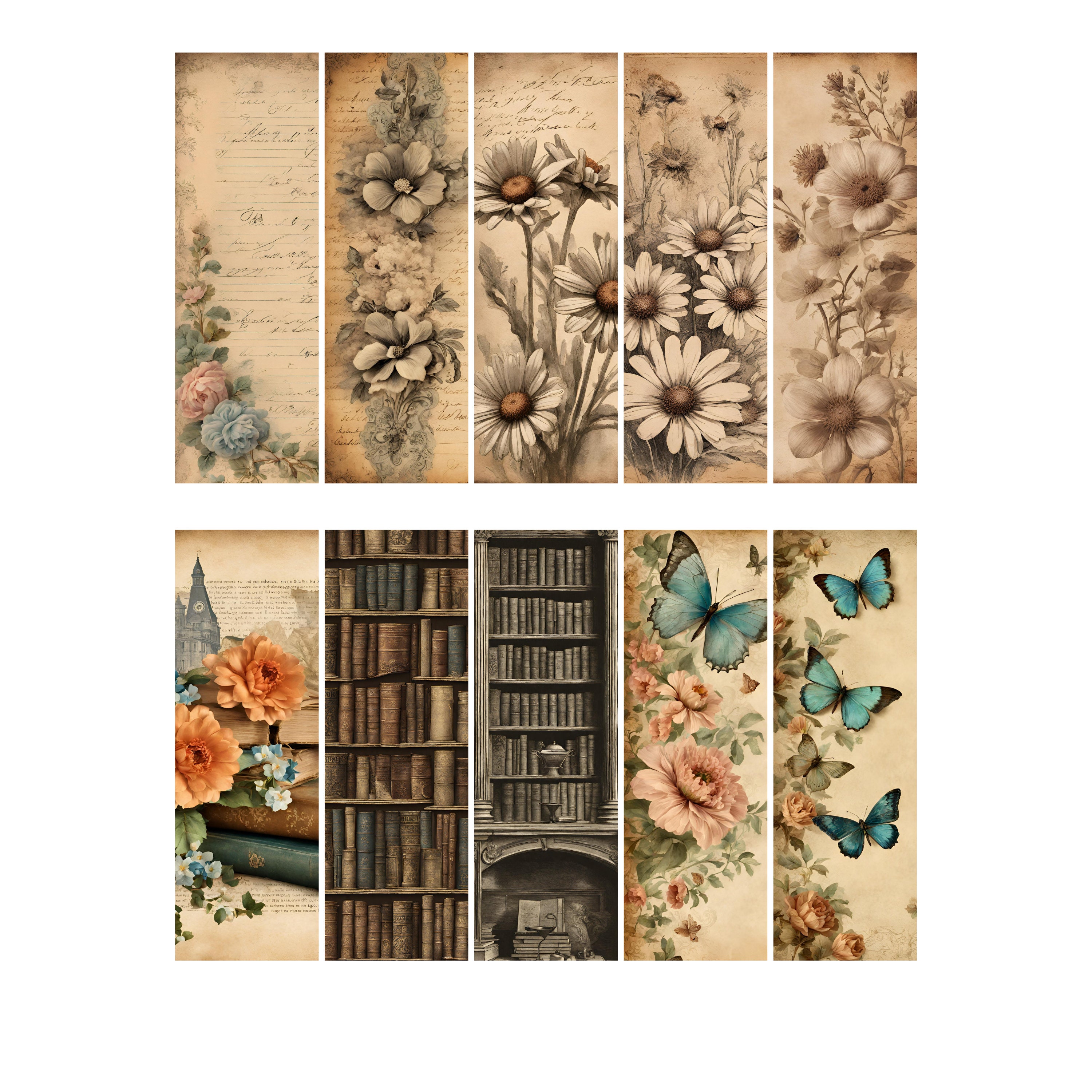 Vintage Printable Bookmarks, Bookmark Bundle, Assorted Vintage Designs ...