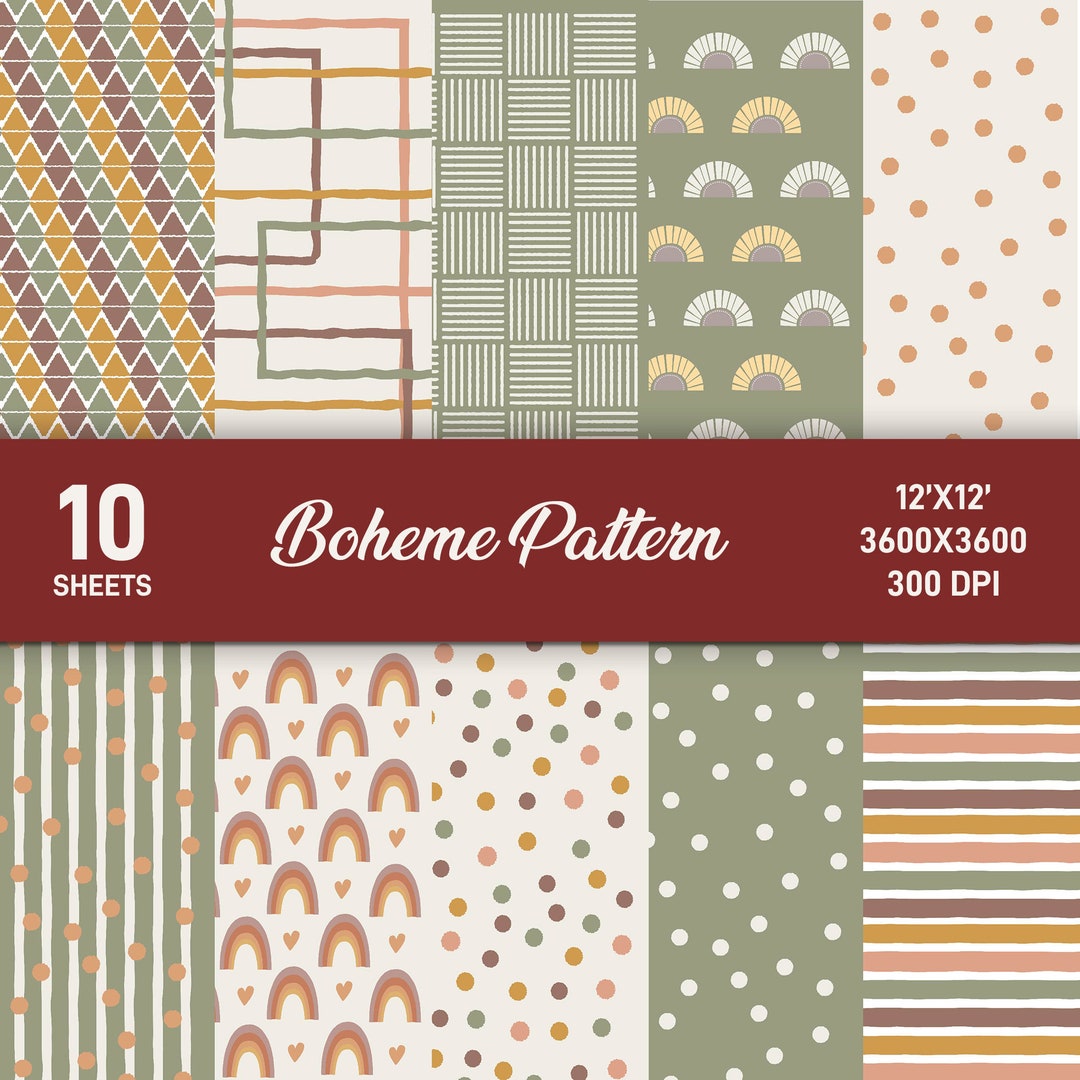 Bohemian Patterned, Bohemian Album Patterned, 12x12 Inch Bohemian ...
