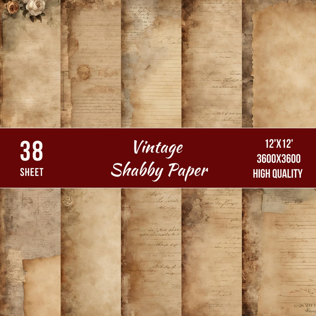 Vintage Journal Pages Set - Printable Collage Kit, Scrapbook Paper Pack ...