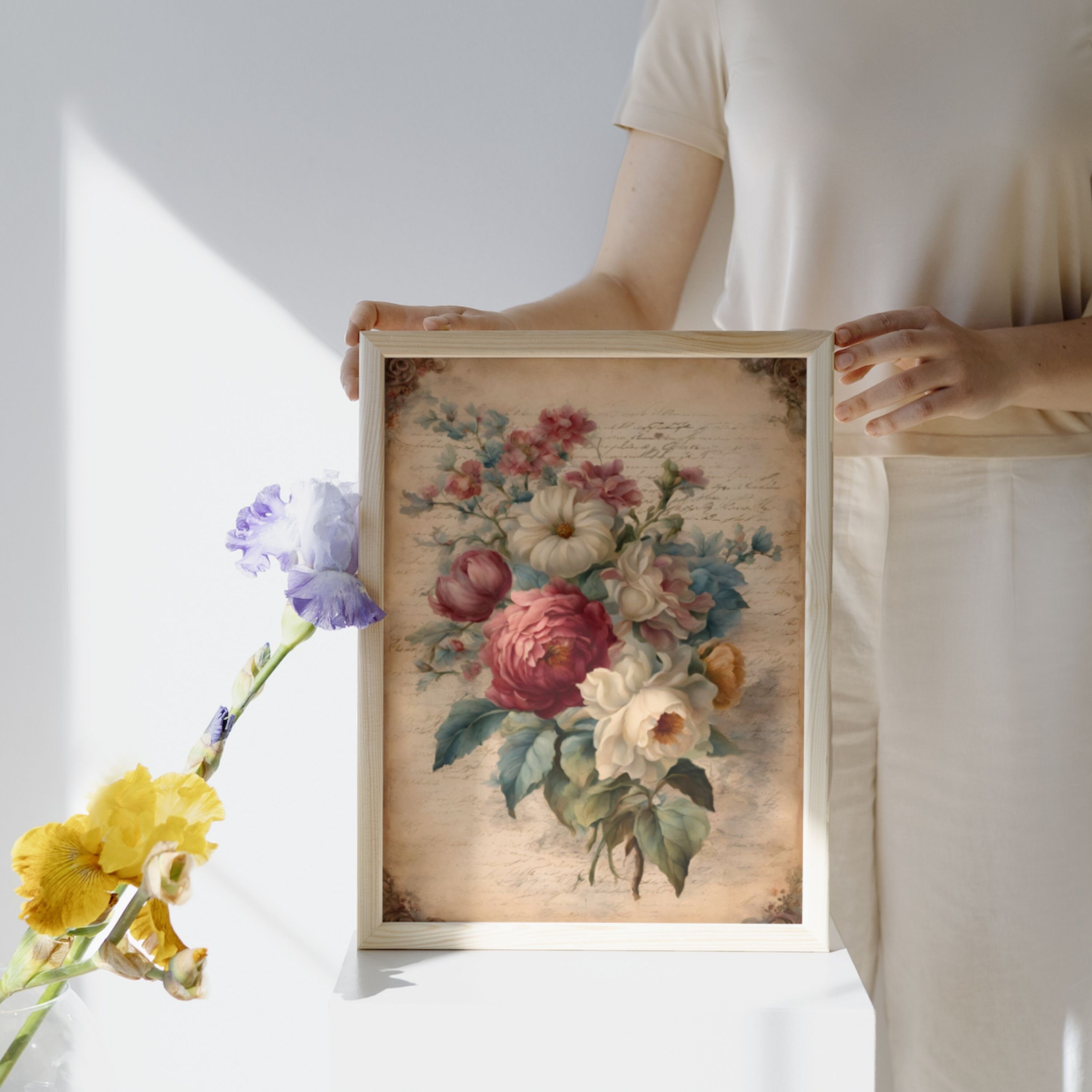 10 Victorian Flowers Digital Papers, Vintage Scrapbook Background Kit ...