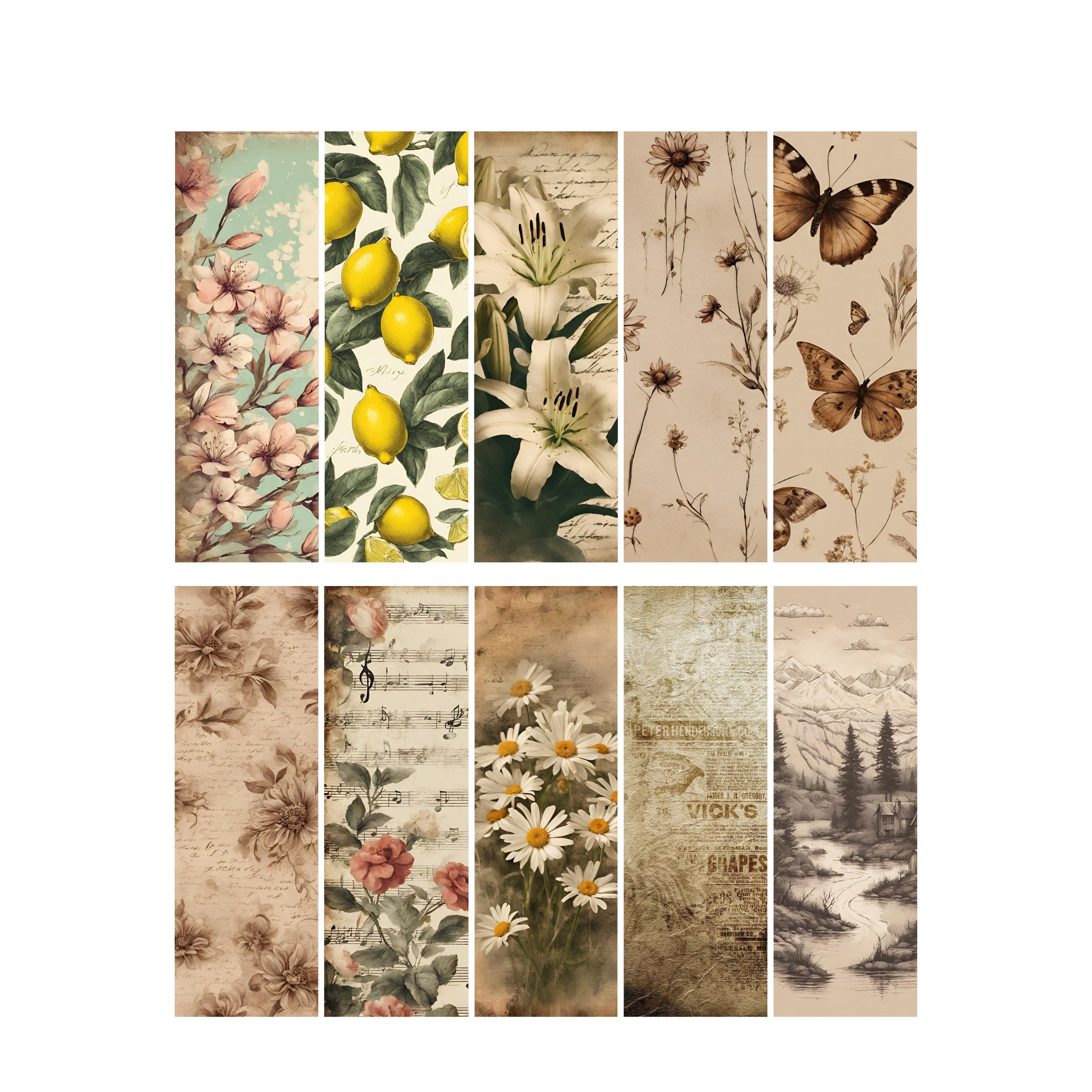 Vintage Printable Bookmarks, Bookmark Bundle, Assorted Vintage Designs ...