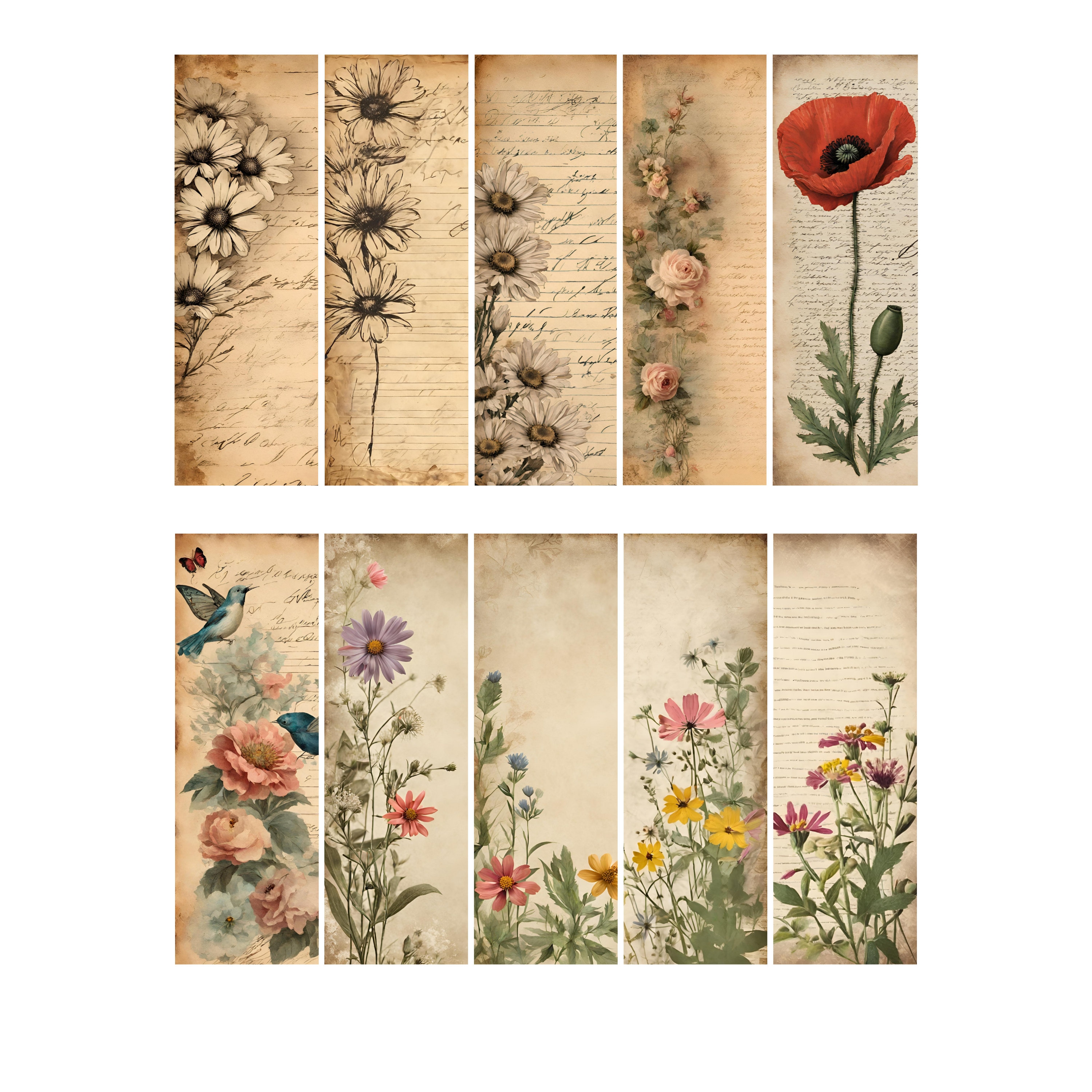 Vintage Printable Bookmarks, Bookmark Bundle, Assorted Vintage Designs ...