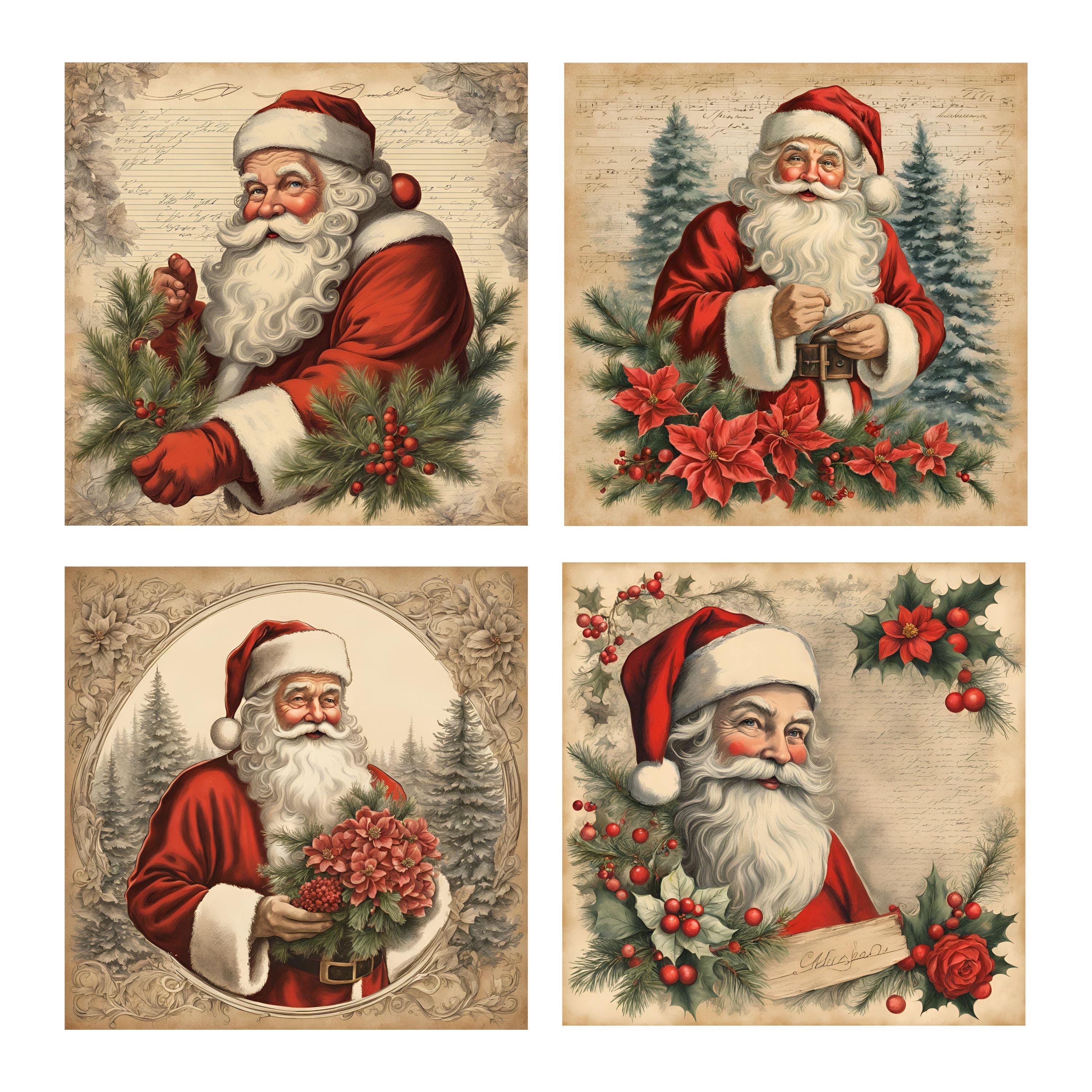 Printable Santa Claus Digital Paper, Christmas Santa Background ...