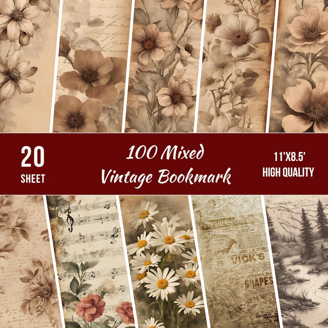 Vintage Printable Bookmarks, Bookmark Bundle, Assorted Vintage Designs ...