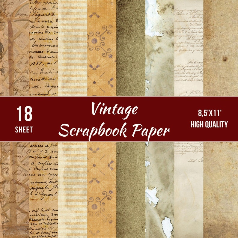 Vintage Scrapbook Paper, Printable Digital Papers Background,natural ...