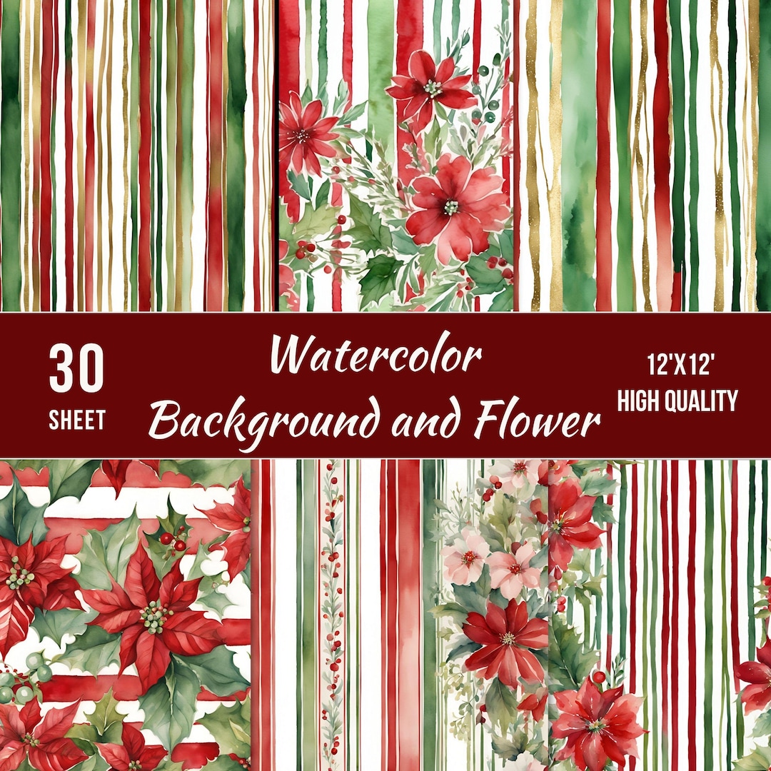 Printable Watercolor Digital Paper, Watercolor Background and Flower ...