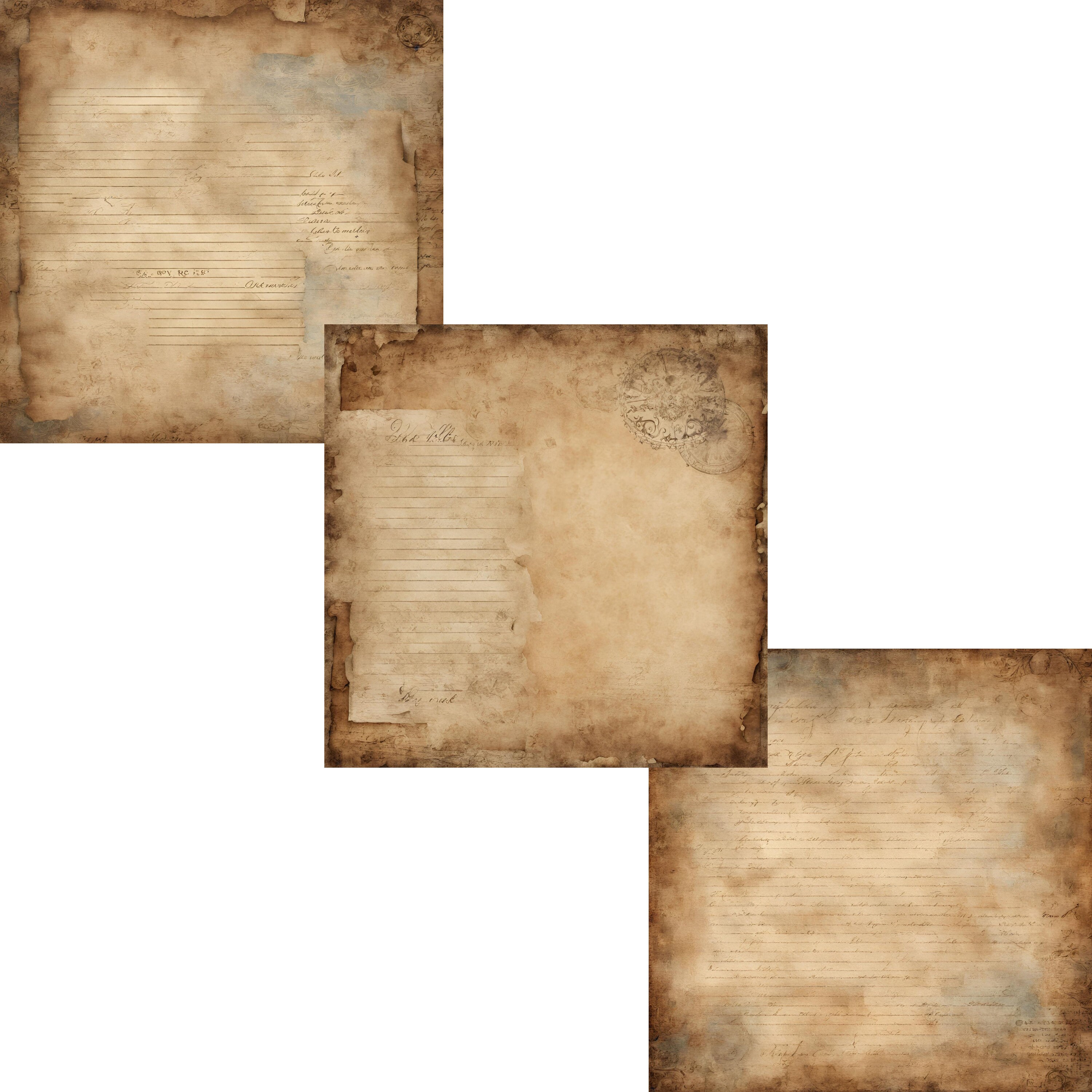 Vintage Journal Pages Set Printable Collage Kit, Scrapbook Paper Pack ...