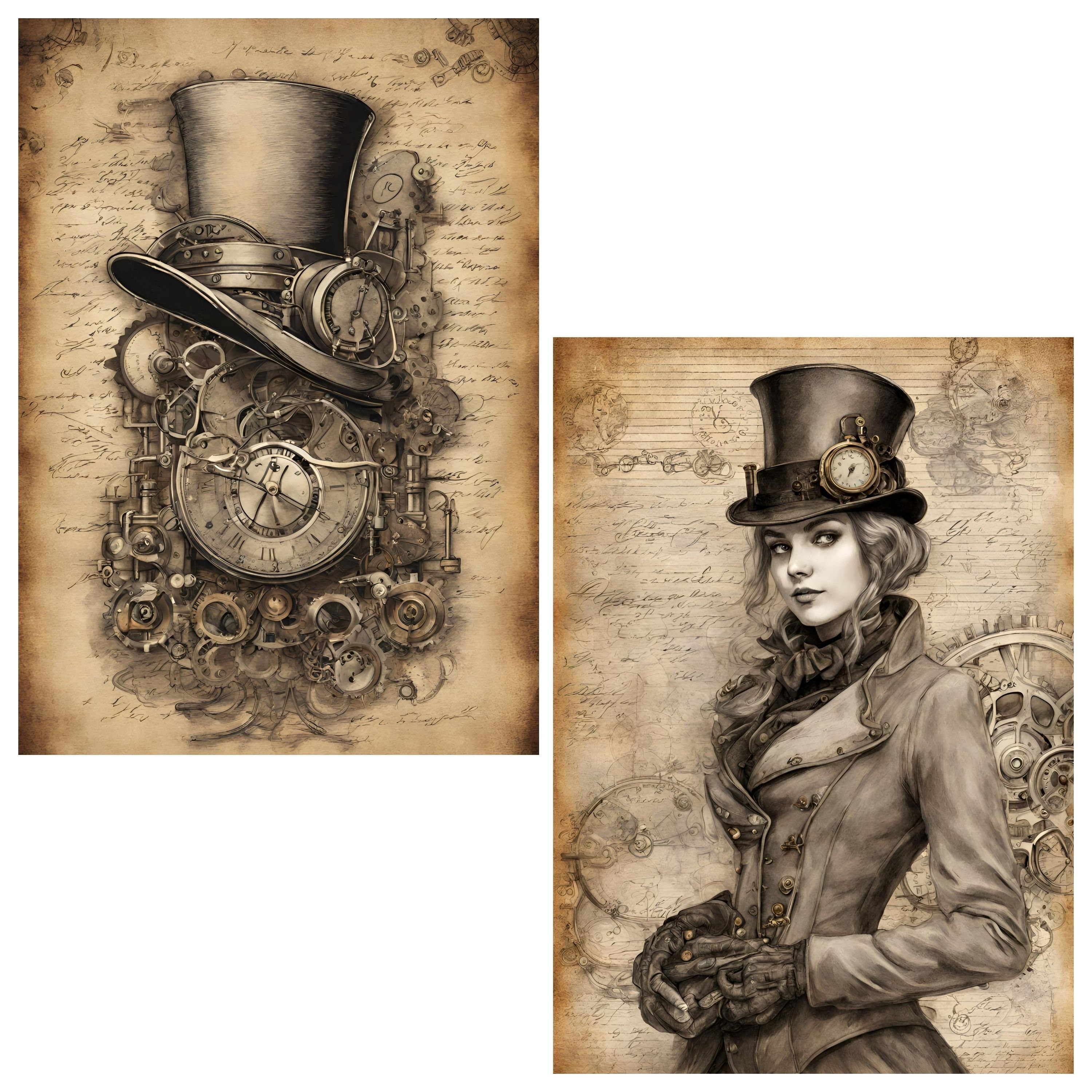Steampunk Printable Pages, Industrial Paper Pack, Victorian Scrapbook ...