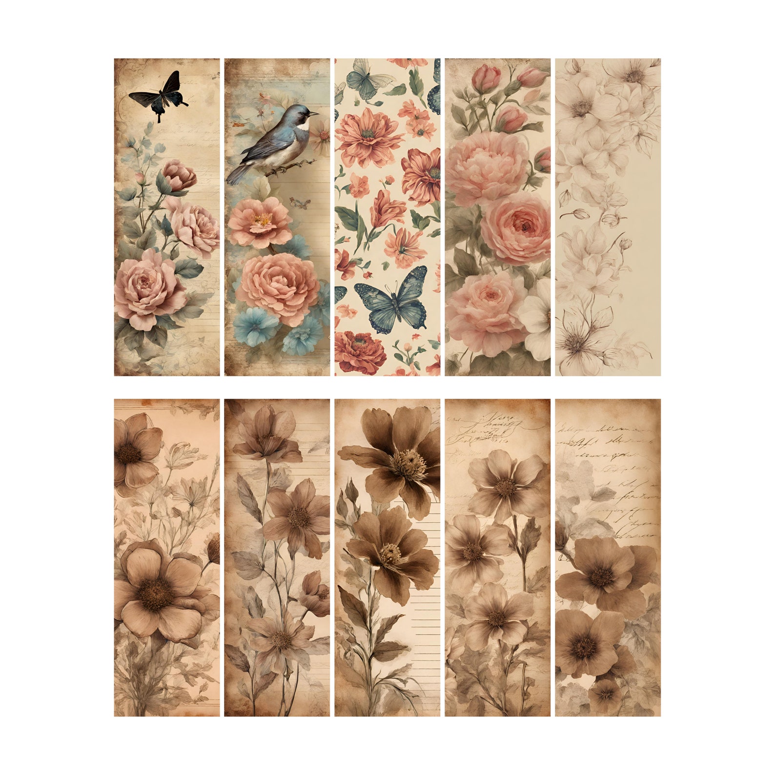 Vintage Printable Bookmarks, Bookmark Bundle, Assorted Vintage Designs ...