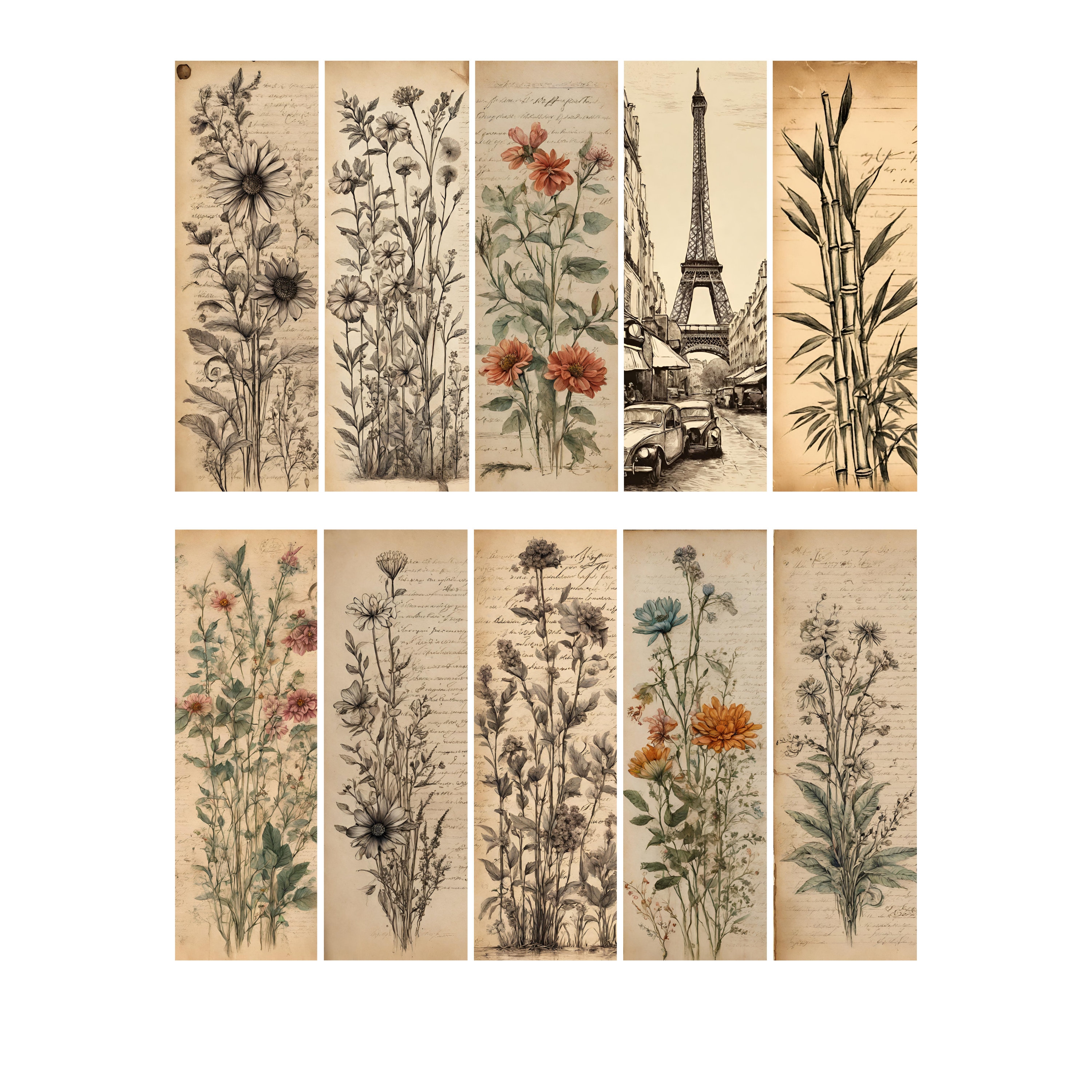 Vintage Printable Bookmarks, Bookmark Bundle, Assorted Vintage Designs ...