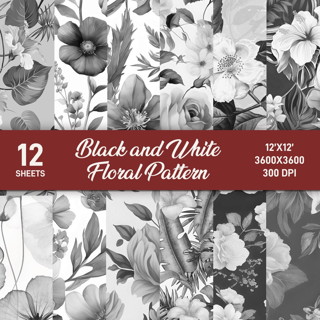 Black and White Background,scrapbook Paper,12x12 Digital Download ...