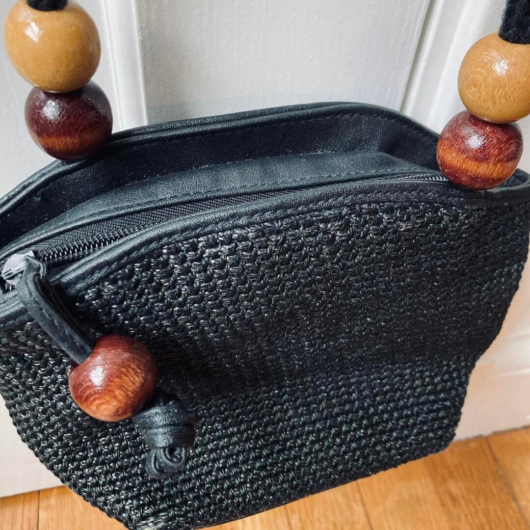 Super Cute Vintage Black Raffia Bag - Etsy