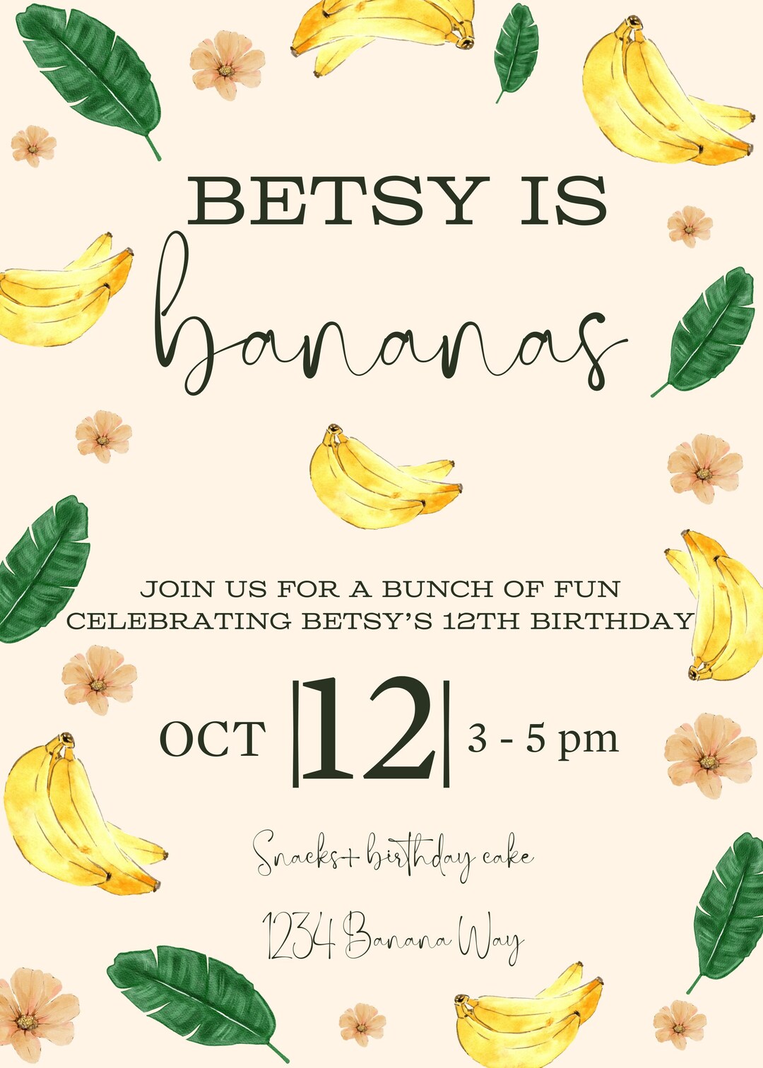Banana Birthday Party Invite - Etsy
