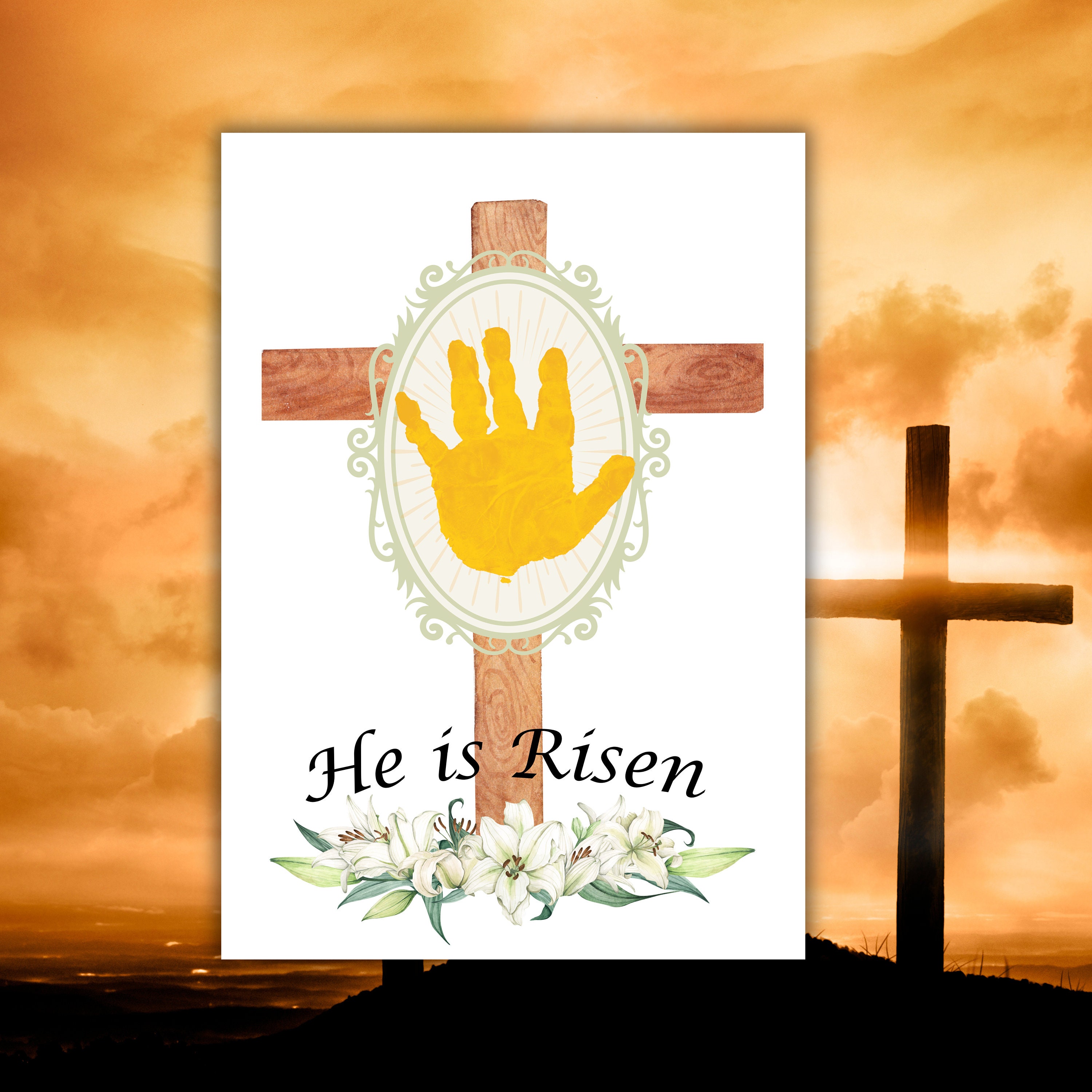 He is Risen: Kids Craft Cross Jesus Resurrection Art Printable for ...