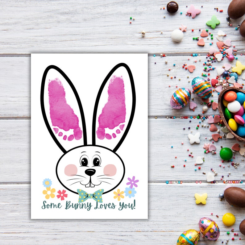 Some Bunny Loves You: Blue Easter Bunny Footprint Craft for Children's ...