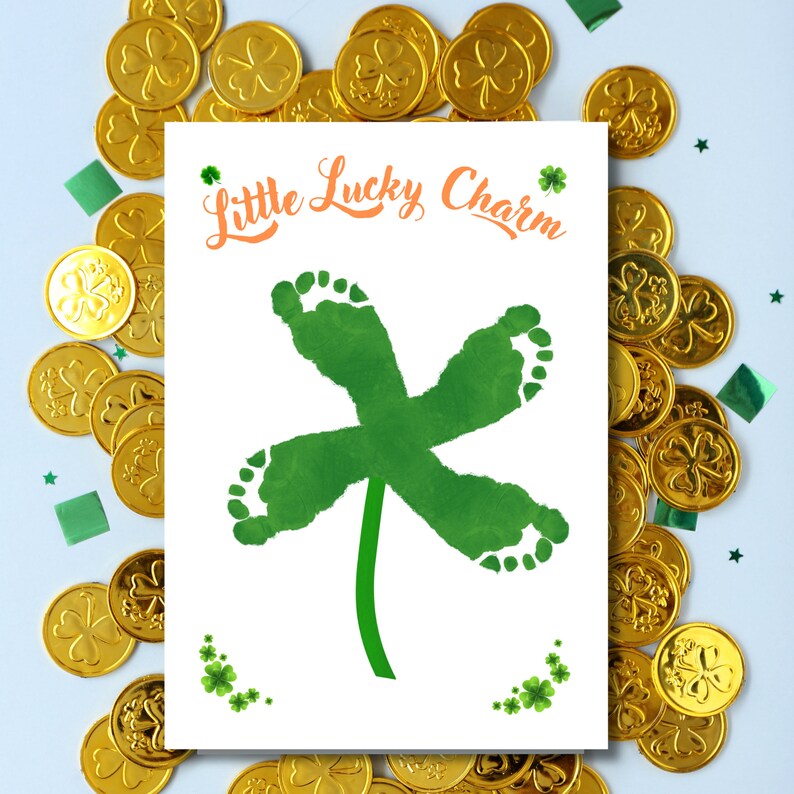 St. Patrick's Day Kids Footprint Craft: Lucky Charm Shamrock DIY ...